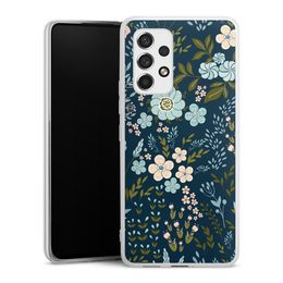 DeinDesign Galaxy A53 5G Handy Silikon H&uuml;lle Case transparent Handyh&uuml;lle Blue Muster Flowers Silikon Case
