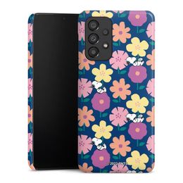 DeinDesign Galaxy A33 5G Handy Premium Case Smartphone Handyh&uuml;lle Schutzh&uuml;lle gl&auml;nzend Snoopy Flowers Muster Premium Case