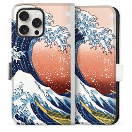 DeinDesign iPhone 15 Pro Max Handy Klapph&uuml;lle Handyh&uuml;lle aus Kunst Leder wei&szlig; Flip Case Die Gro&szlig;e Welle Vor Kanagawa Art Japan Sideflip mit Lasche
