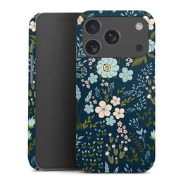 DeinDesign iPhone 17 Pro Handy Premium Case Smartphone Handyh&uuml;lle Schutzh&uuml;lle matt Blue Muster Flowers Premium Case