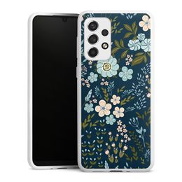 DeinDesign Galaxy A33 5G Handy Silikon H&uuml;lle Case wei&szlig; Handyh&uuml;lle Blue Muster Flowers Silikon Case