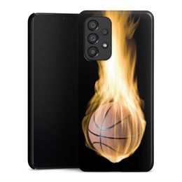 DeinDesign Galaxy A33 5G Handy Premium Case Smartphone Handyh&uuml;lle Schutzh&uuml;lle gl&auml;nzend Fire Basketball Sports Premium Case