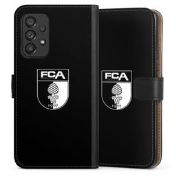 DeinDesign Galaxy A53 5G Handy Klapph&uuml;lle Handyh&uuml;lle aus Kunst Leder schwarz Flip Case Logo Official Licensed Product Fc Augsburg Sideflip mit langer Lasche