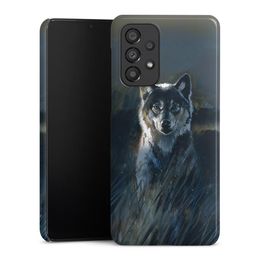 DeinDesign Galaxy A33 5G Handy Premium Case Smartphone Handyh&uuml;lle Schutzh&uuml;lle gl&auml;nzend Wolf Painting Nature Premium Case