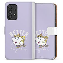 DeinDesign Galaxy A33 5G Handy Klapph&uuml;lle Handyh&uuml;lle aus Kunst Leder wei&szlig; Flip Case The Beauty And The Beast Tassilo Disney Sideflip mit Lasche