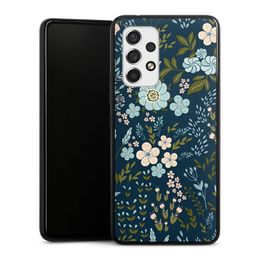 DeinDesign Galaxy A53 5G Handy Silikon H&uuml;lle Case schwarz Handyh&uuml;lle Blue Muster Flowers