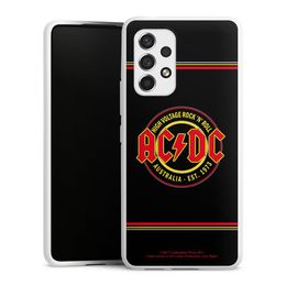 DeinDesign Galaxy A53 5G Handy Silikon H&uuml;lle Case wei&szlig; Handyh&uuml;lle Acdc Merchandise Logo Silikon Case