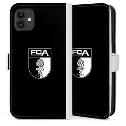 DeinDesign iPhone 11 Handy Klapph&uuml;lle Handyh&uuml;lle aus Kunst Leder wei&szlig; Flip Case Logo Official Licensed Product Fc Augsburg Sideflip mit Lasche