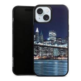 DeinDesign iPhone 15 Handy Slim Case extra d&uuml;nn Silikon Handyh&uuml;lle schwarz H&uuml;lle Usa Brooklyn Bridge New York Silikon Slim Case