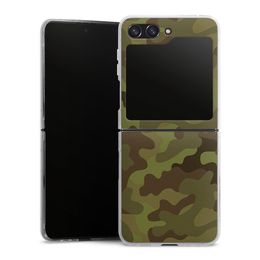 DeinDesign Galaxy Z Flip 5 Handy Hard Case Schutzh&uuml;lle transparent Smartphone Handy H&uuml;lle Camouflage Tarnmuster Army Hard Case