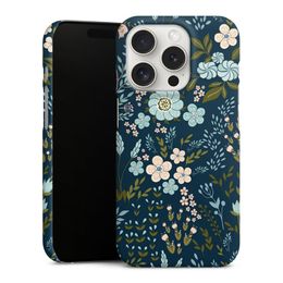 DeinDesign iPhone 15 Pro Handy Premium Case Smartphone Handyh&uuml;lle Schutzh&uuml;lle matt Blue Muster Flowers Premium Case