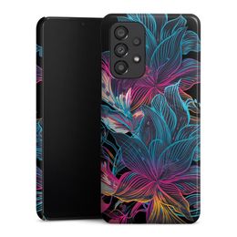 DeinDesign Galaxy A33 5G Handy Premium Case Smartphone Handyh&uuml;lle Schutzh&uuml;lle gl&auml;nzend Neon Colourful Flowers Premium Case