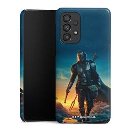 DeinDesign Galaxy A33 5G Handy Premium Case Smartphone Handyh&uuml;lle Schutzh&uuml;lle gl&auml;nzend Star Wars The Mandalorian Sunset Premium Case