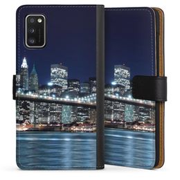 DeinDesign Galaxy A41 Handy Klapph&uuml;lle Handyh&uuml;lle aus Kunst Leder schwarz Flip Case Usa Brooklyn Bridge New York Sideflip mit Lasche