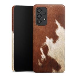 DeinDesign Galaxy A33 5G Handy Premium Case Smartphone Handyh&uuml;lle Schutzh&uuml;lle gl&auml;nzend Fur Cow Animal Look Premium Case