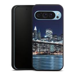 DeinDesign Google Pixel 9 Pro XL Handy Premium Silikon H&uuml;lle Handyh&uuml;lle schwarz Case Usa Brooklyn Bridge New York Silikon Premium Case