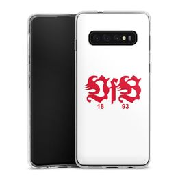 DeinDesign Galaxy S10 Plus Handy Silikon H&uuml;lle Case transparent Handyh&uuml;lle Official Licensed Product Lettering Vfb Stuttgart Silikon Case