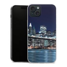 DeinDesign iPhone 15 Plus Handy Slim Case Silikon Handyh&uuml;lle transparent H&uuml;lle extra d&uuml;nn Usa Brooklyn Bridge New York Silikon Slim Case