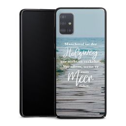 DeinDesign Galaxy A51 Handy Hard Case Schutzh&uuml;lle schwarz Smartphone Backcover Statement Beach Spruch Hard Case