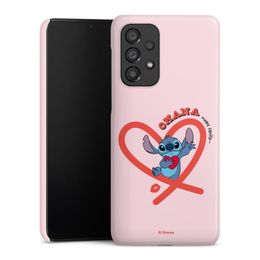DeinDesign Galaxy A33 5G Handy Premium Case Smartphone Handyh&uuml;lle Schutzh&uuml;lle gl&auml;nzend Heart Lilo & Stitch Disney Premium Case