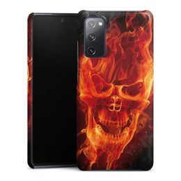 DeinDesign Galaxy S20 FE Handy Premium Case Smartphone Handyh&uuml;lle Schutzh&uuml;lle gl&auml;nzend Fire Skull Totenkopf Premium Case