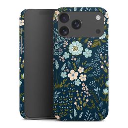 DeinDesign iPhone 17 Pro Max Handy Premium Case Smartphone Handyh&uuml;lle Schutzh&uuml;lle matt Blue Muster Flowers Premium Case