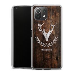 DeinDesign Xiaomi Mi 11 Lite 5G NE Handy Silikon H&uuml;lle Case transparent Handyh&uuml;lle Wooden Look Deer Wood Silikon Case