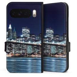 DeinDesign Google Pixel 10 Pro XL Handy Klapph&uuml;lle Handyh&uuml;lle aus Kunst Leder schwarz Flip Case Usa Brooklyn Bridge New York Sideflip mit Lasche