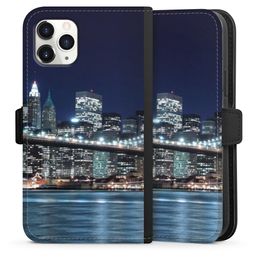 DeinDesign iPhone 11 Pro Handy Klapph&uuml;lle Handyh&uuml;lle aus Kunst Leder schwarz Flip Case Usa Brooklyn Bridge New York Sideflip mit Lasche