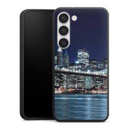 DeinDesign Galaxy S23 Handy Premium Silikon H&uuml;lle Handyh&uuml;lle schwarz Case Usa Brooklyn Bridge New York Silikon Premium Case
