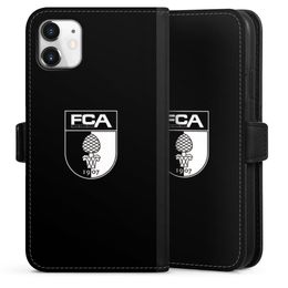 DeinDesign iPhone 11 Handy Klapph&uuml;lle Handyh&uuml;lle aus Kunst Leder schwarz Flip Case Logo Official Licensed Product Fc Augsburg Sideflip mit Lasche