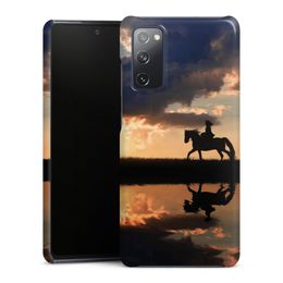 DeinDesign Galaxy S20 FE Handy Premium Case Smartphone Handyh&uuml;lle Schutzh&uuml;lle gl&auml;nzend Sunset Horse Horseback Riding Premium Case