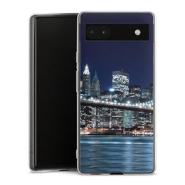 DeinDesign Google Pixel 6a Handy Silikon H&uuml;lle Case transparent Handyh&uuml;lle Usa Brooklyn Bridge New York Silikon Case