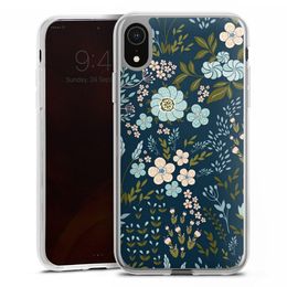 DeinDesign iPhone Xr Handy Silikon H&uuml;lle Case transparent Handyh&uuml;lle Blue Muster Flowers Silikon Case