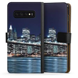 DeinDesign Galaxy S10 Handy Klapph&uuml;lle Handyh&uuml;lle aus Kunst Leder schwarz Flip Case Usa Brooklyn Bridge New York Sideflip mit Lasche