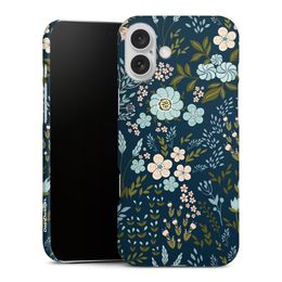 DeinDesign iPhone 16 Plus Handy Premium Case Smartphone Handyh&uuml;lle Schutzh&uuml;lle matt Blue Muster Flowers Premium Case