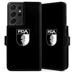 DeinDesign Galaxy S21 Ultra 5G Handy Klapph&uuml;lle Handyh&uuml;lle aus Kunst Leder schwarz Flip Case Logo Official Licensed Product Fc Augsburg Sideflip mit Lasche
