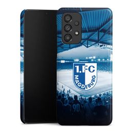DeinDesign Galaxy A33 5G Handy Premium Case Smartphone Handyh&uuml;lle Schutzh&uuml;lle gl&auml;nzend 1. Fc Magdeburg Stadium 1. Fcm Premium Case