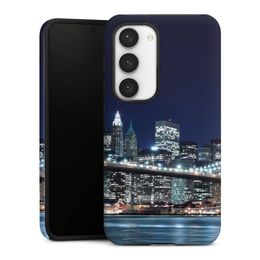 DeinDesign Galaxy S23 Handy Panzer Handyh&uuml;lle robuste Outdoor H&uuml;lle Schutzh&uuml;lle matt Usa Brooklyn Bridge New York Tough Case
