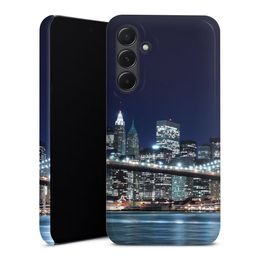 DeinDesign Galaxy A35 5G Handy Premium Case Smartphone Handyh&uuml;lle Schutzh&uuml;lle gl&auml;nzend Usa Brooklyn Bridge New York Premium Case