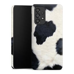 DeinDesign Galaxy A33 5G Handy Premium Case Smartphone Handyh&uuml;lle Schutzh&uuml;lle gl&auml;nzend Animal Print Cow Skin Animal Look Premium Case