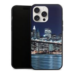 DeinDesign iPhone 15 Pro Max Handy Slim Case extra d&uuml;nn Silikon Handyh&uuml;lle schwarz H&uuml;lle Usa Brooklyn Bridge New York Silikon Slim Case