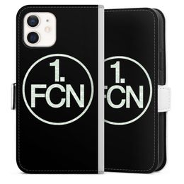 DeinDesign iPhone 12 Handy Klapph&uuml;lle Handyh&uuml;lle aus Kunst Leder wei&szlig; Flip Case 1. Fc N&uuml;rnberg Logo 1. Fcn Sideflip mit Lasche
