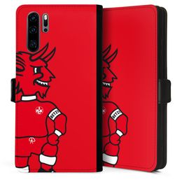 DeinDesign Huawei P30 Pro Handy Klapph&uuml;lle Handyh&uuml;lle aus Kunst Leder schwarz Flip Case 1. Fc Kaiserslautern Official Licensed Product Soccer Sideflip mit langer