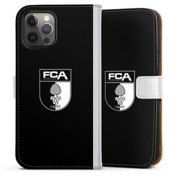 DeinDesign iPhone 12 Pro Max Handy Klapph&uuml;lle Handyh&uuml;lle aus Kunst Leder wei&szlig; Flip Case Logo Official Licensed Product Fc Augsburg Sideflip mit Lasche