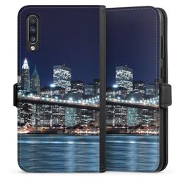 DeinDesign Galaxy A70 Handy Klapph&uuml;lle Handyh&uuml;lle aus Kunst Leder schwarz Flip Case Usa Brooklyn Bridge New York Sideflip mit Lasche
