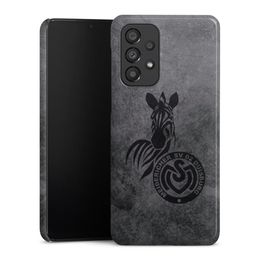 DeinDesign Galaxy A33 5G Handy Premium Case Smartphone Handyh&uuml;lle Schutzh&uuml;lle gl&auml;nzend Msv Duisburg Zebra Official Licensed Product Premium Case