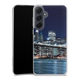 DeinDesign Galaxy A55 5G Handy Slim Case Silikon Handyh&uuml;lle transparent H&uuml;lle extra d&uuml;nn Usa Brooklyn Bridge New York Silikon Slim Case