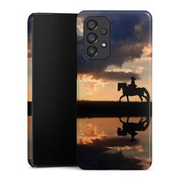 DeinDesign Galaxy A33 5G Handy Premium Case Smartphone Handyh&uuml;lle Schutzh&uuml;lle gl&auml;nzend Horseback Riding Horse Sunset Premium Case