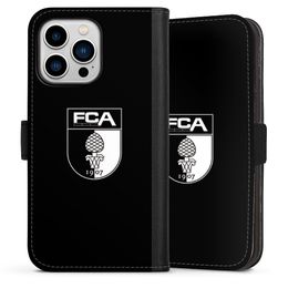DeinDesign iPhone 13 Pro Handy Klapph&uuml;lle Handyh&uuml;lle aus Kunst Leder schwarz Flip Case Logo Official Licensed Product Fc Augsburg Sideflip mit Lasche